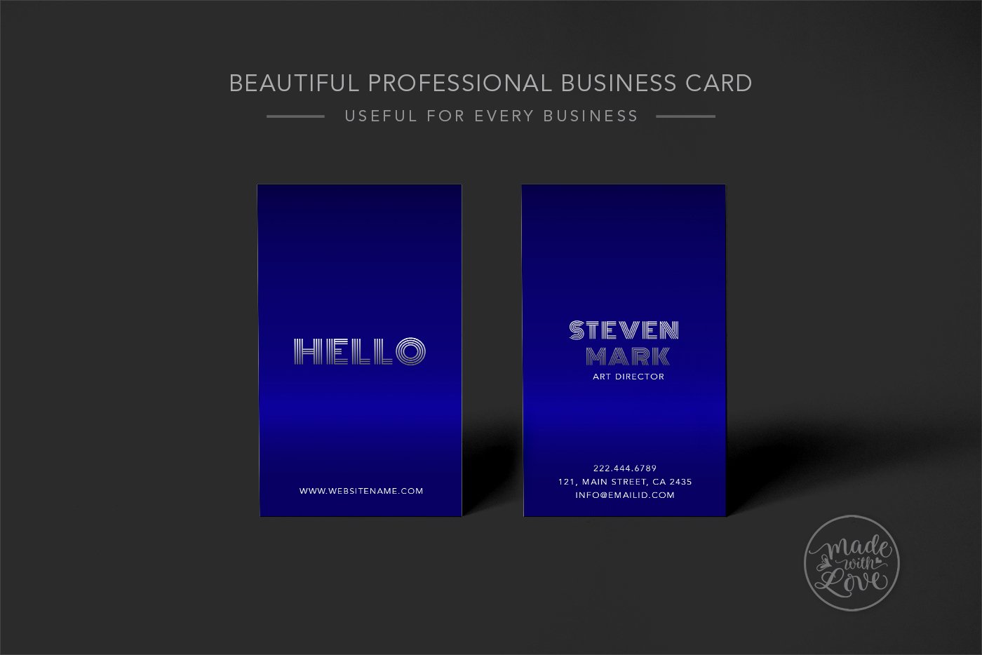Blue colour classy metal steel looks royal (59158) | Business Cards ...