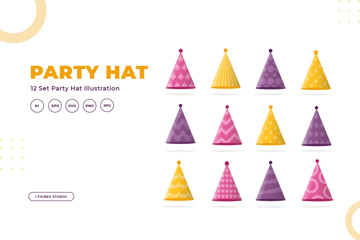 Set of party hat illustration (984189) | Illustrations | Design Bundles