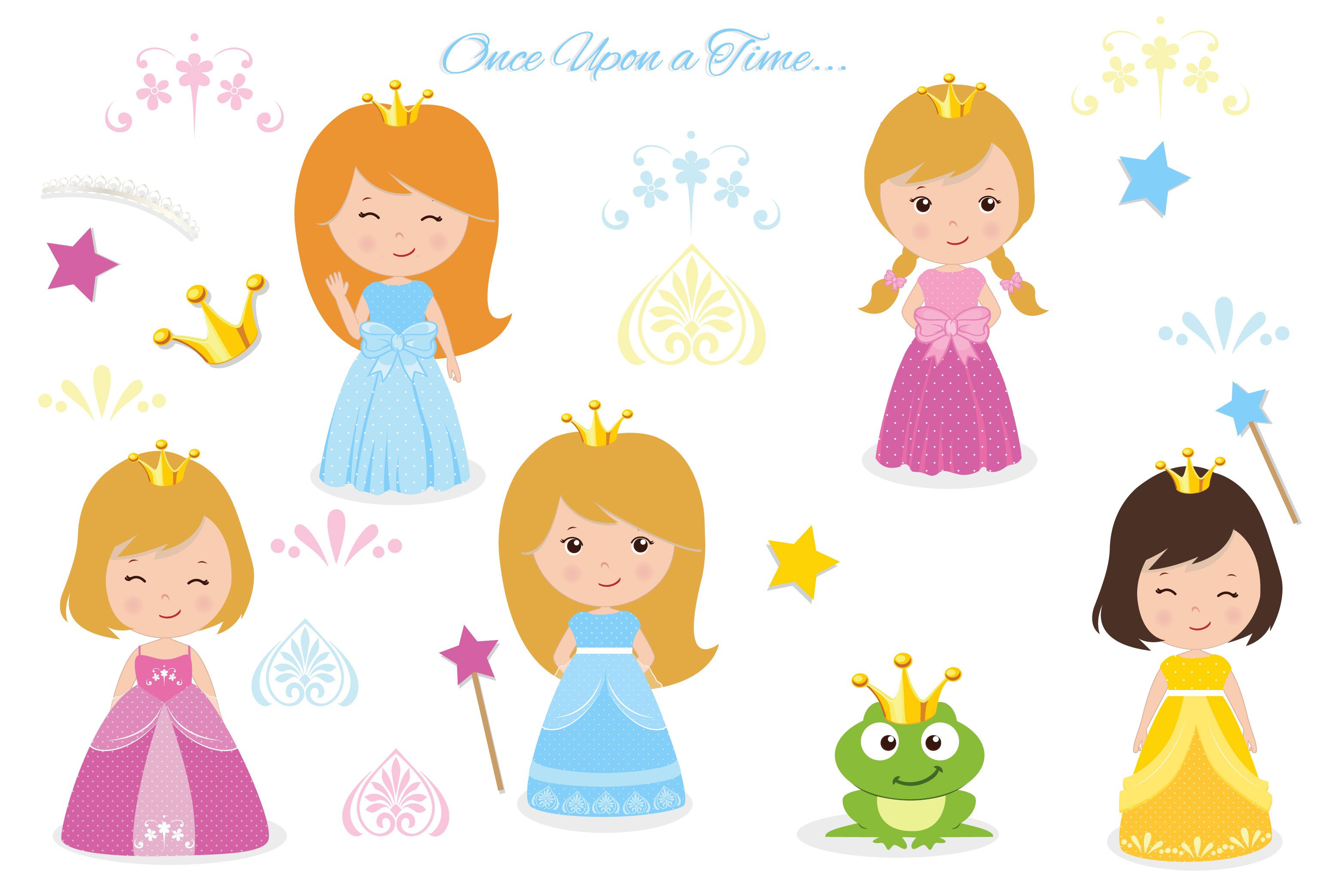 Little Princess graphics, Princess clipart set (24326) | Illustrations ...