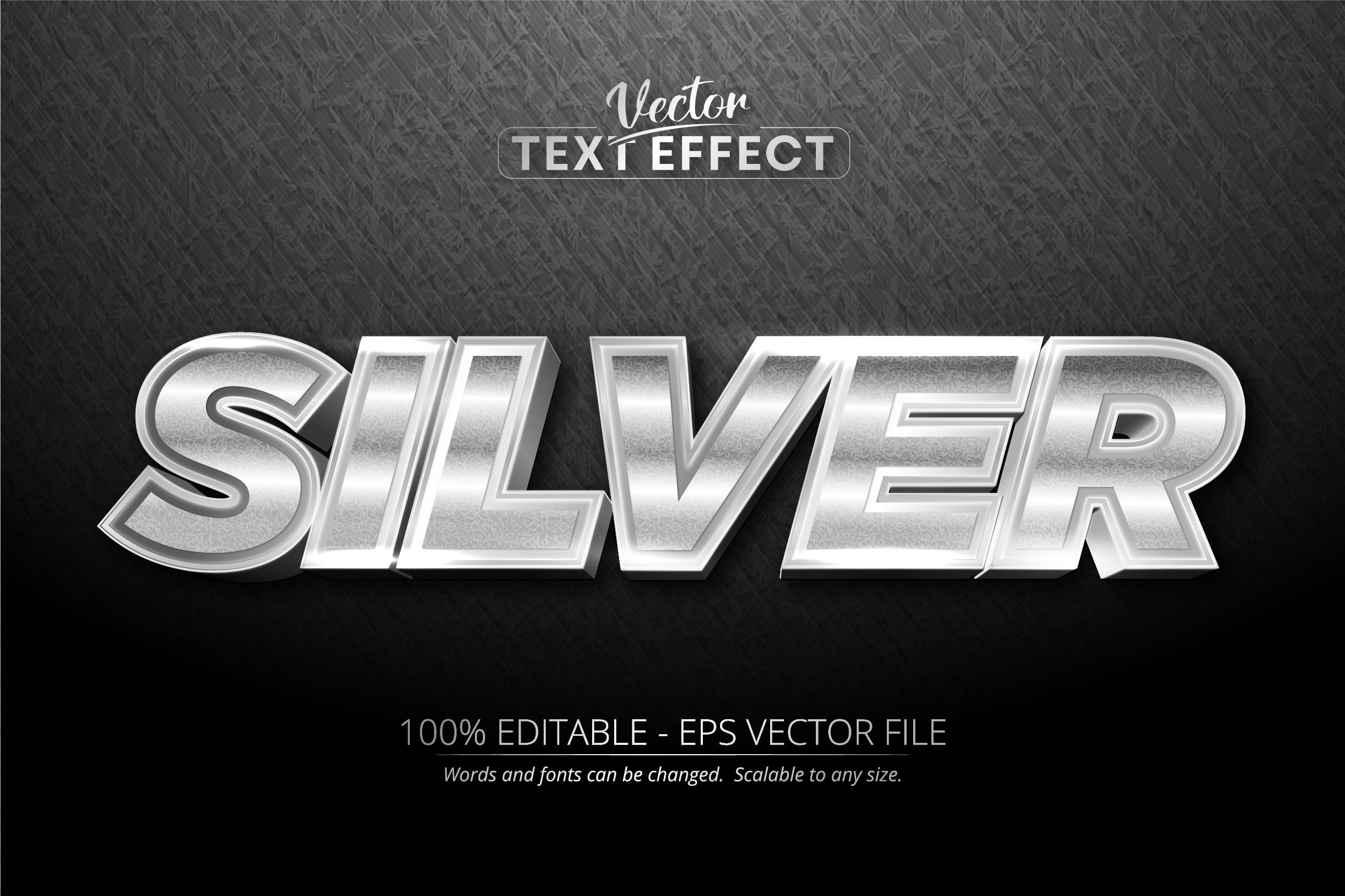 Silver text, shiny silver style editable text effect (1153399 ...