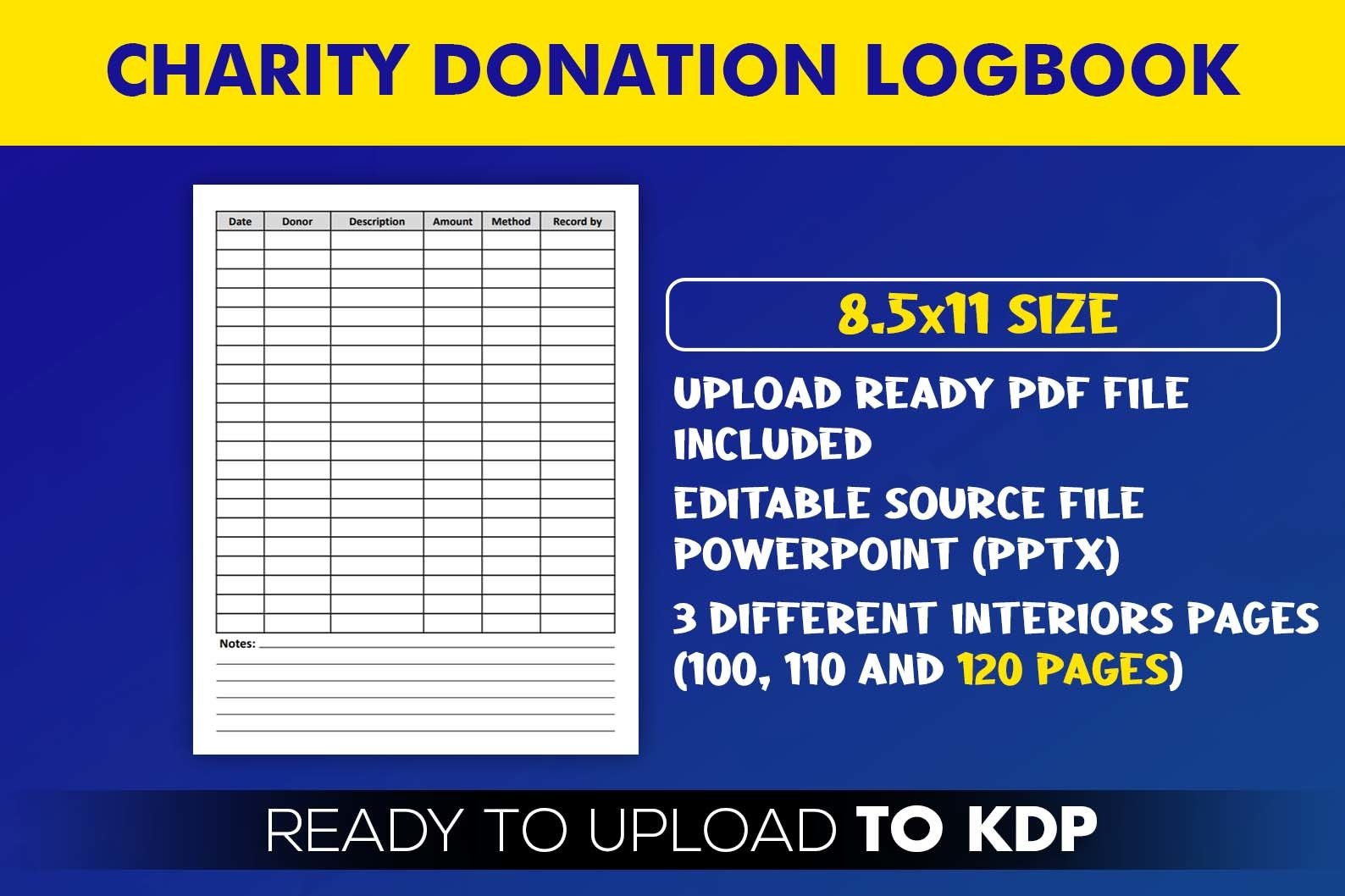 Charity Donation Log Book KDP Interior Editable ppt Template (869255 ...