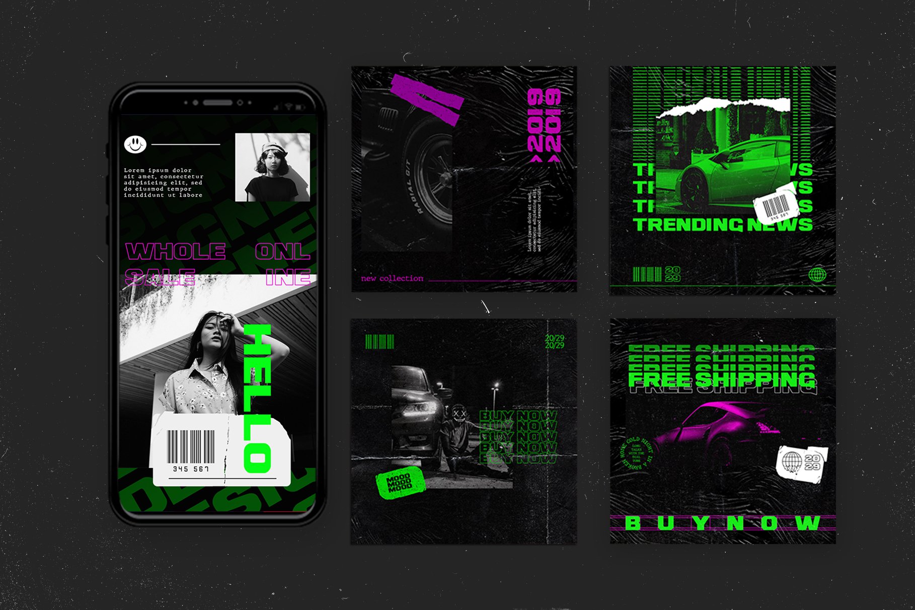 Neon Instagram Templates (360796) | Web Elements | Design Bundles