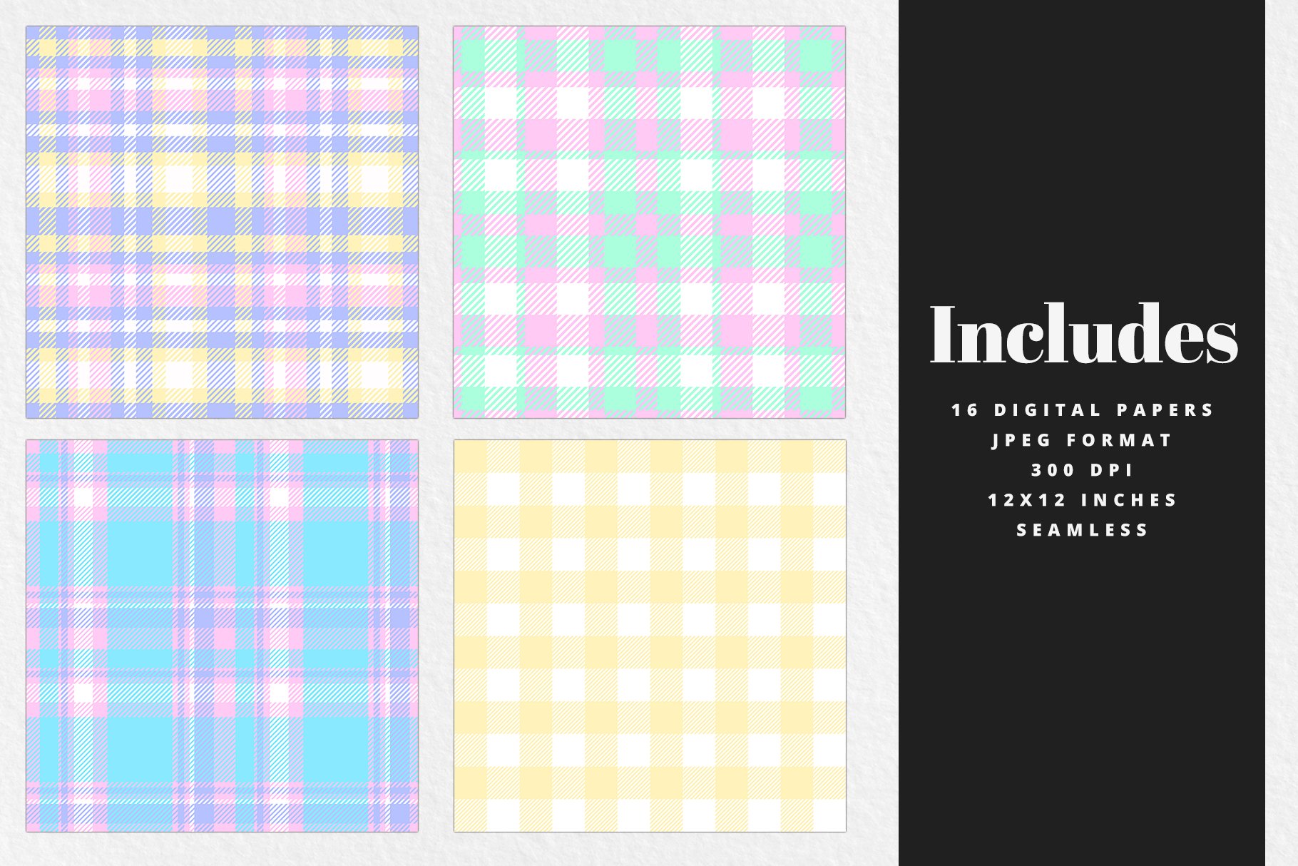 Pastel Plaid Digital Paper Pack