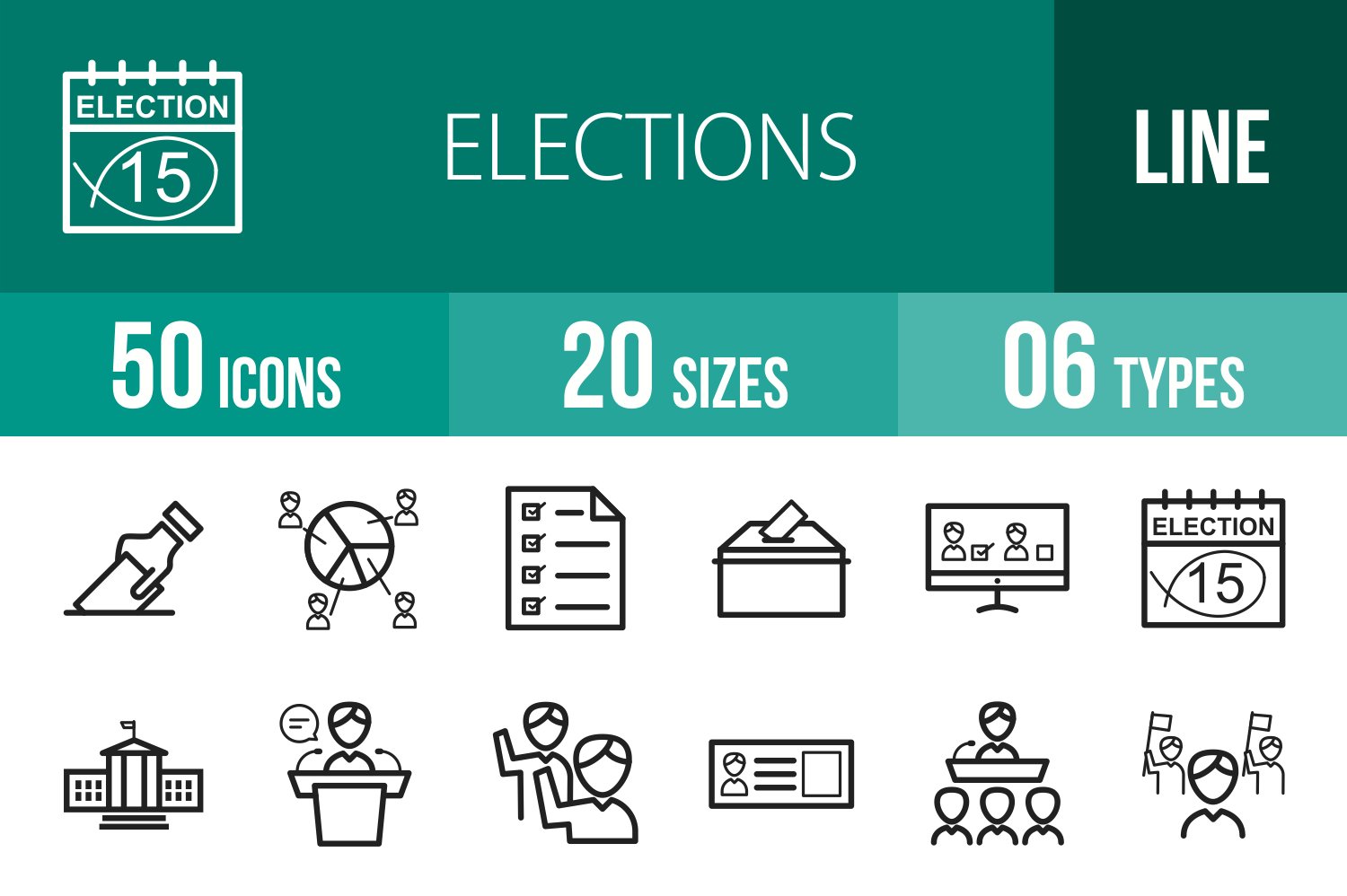 50 Elections Line Icons (49175) | Icons | Design Bundles