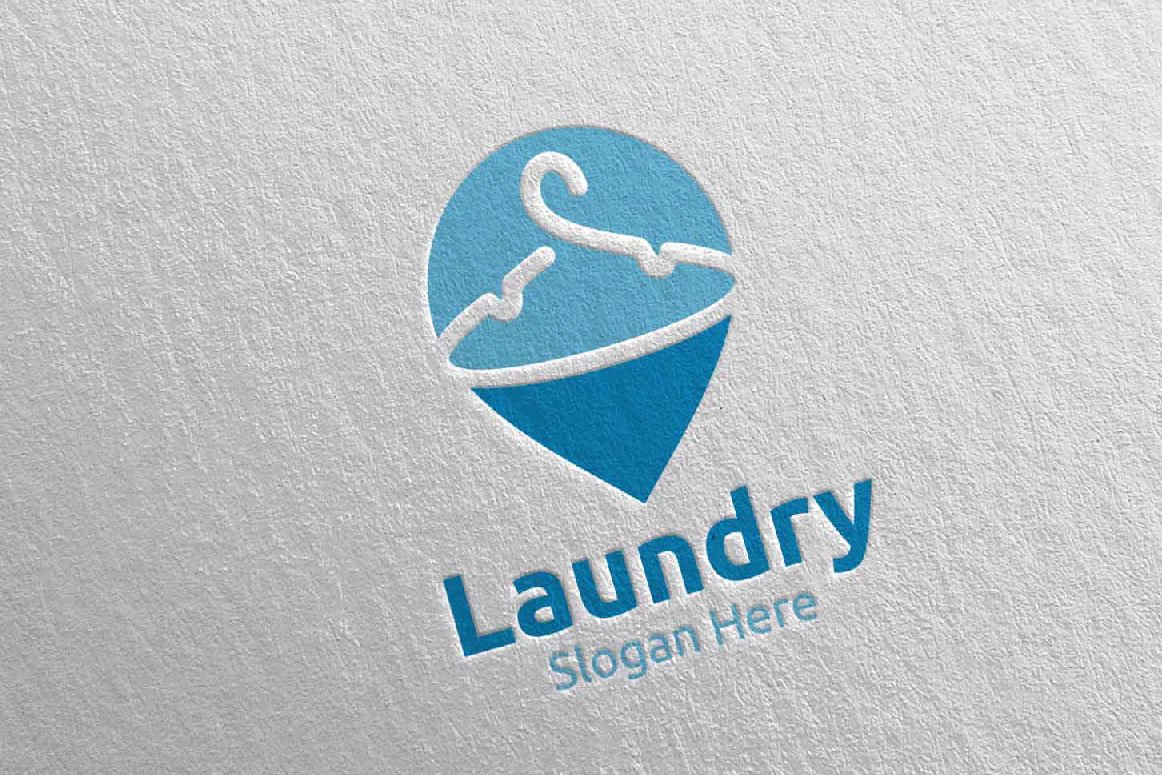 Pin Laundry Dry Cleaners Logo 1 (841529) | Logos | Design Bundles