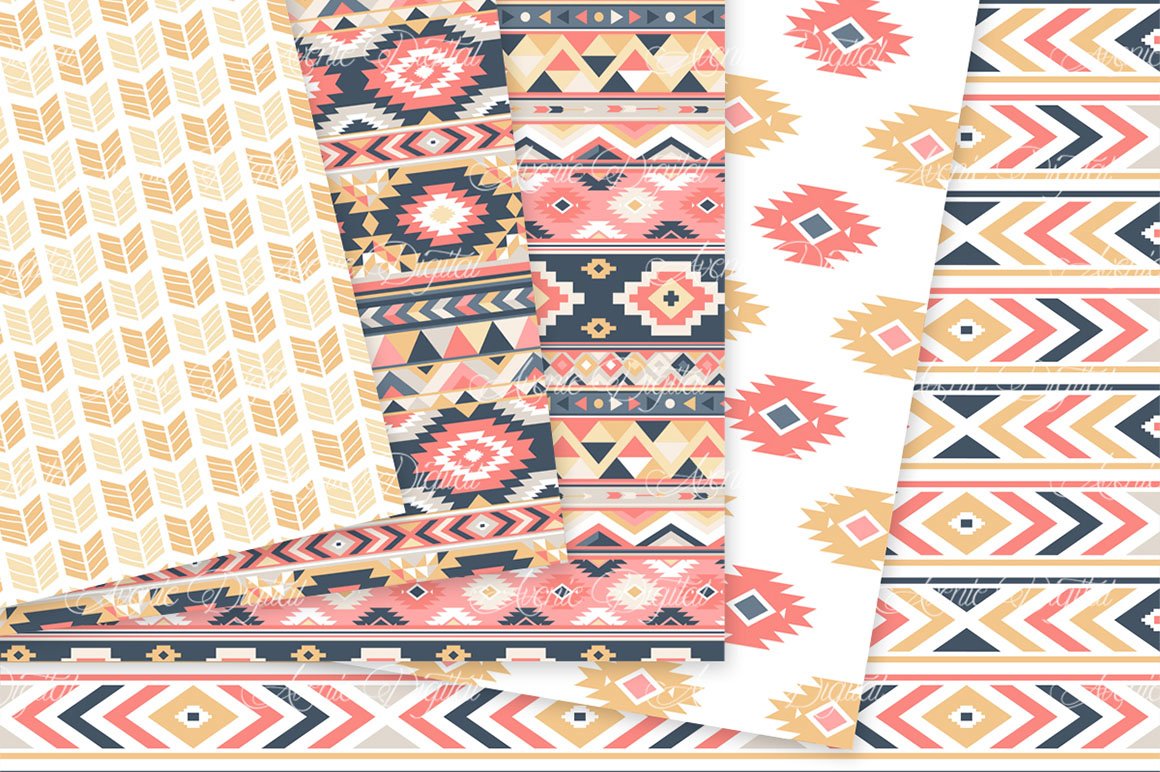Classic Boho Seamless Patterns (29207) | Backgrounds | Design Bundles
