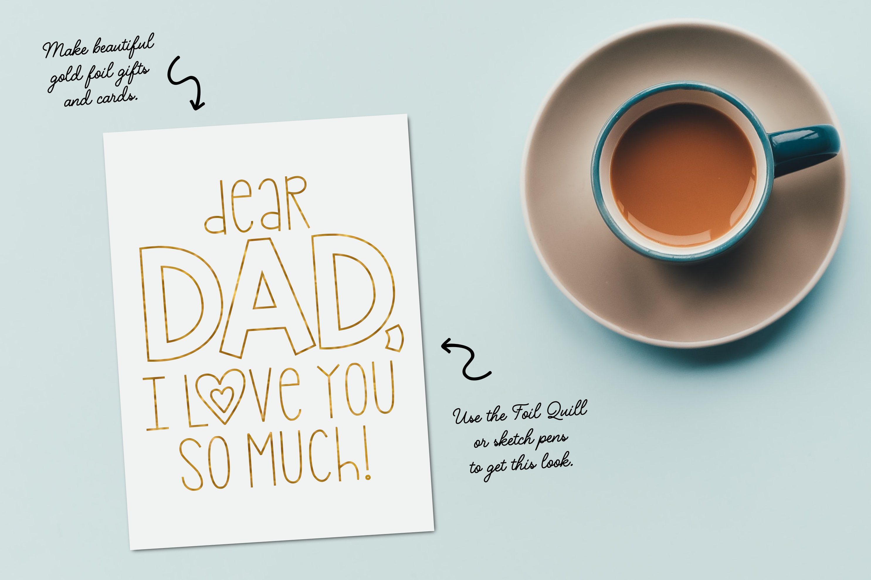Dear Dad I Love You Single Line Design for Foil Quill