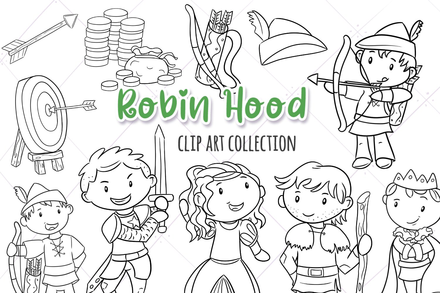 Robin Hood Digital Stamps (313523) | Illustrations | Design Bundles