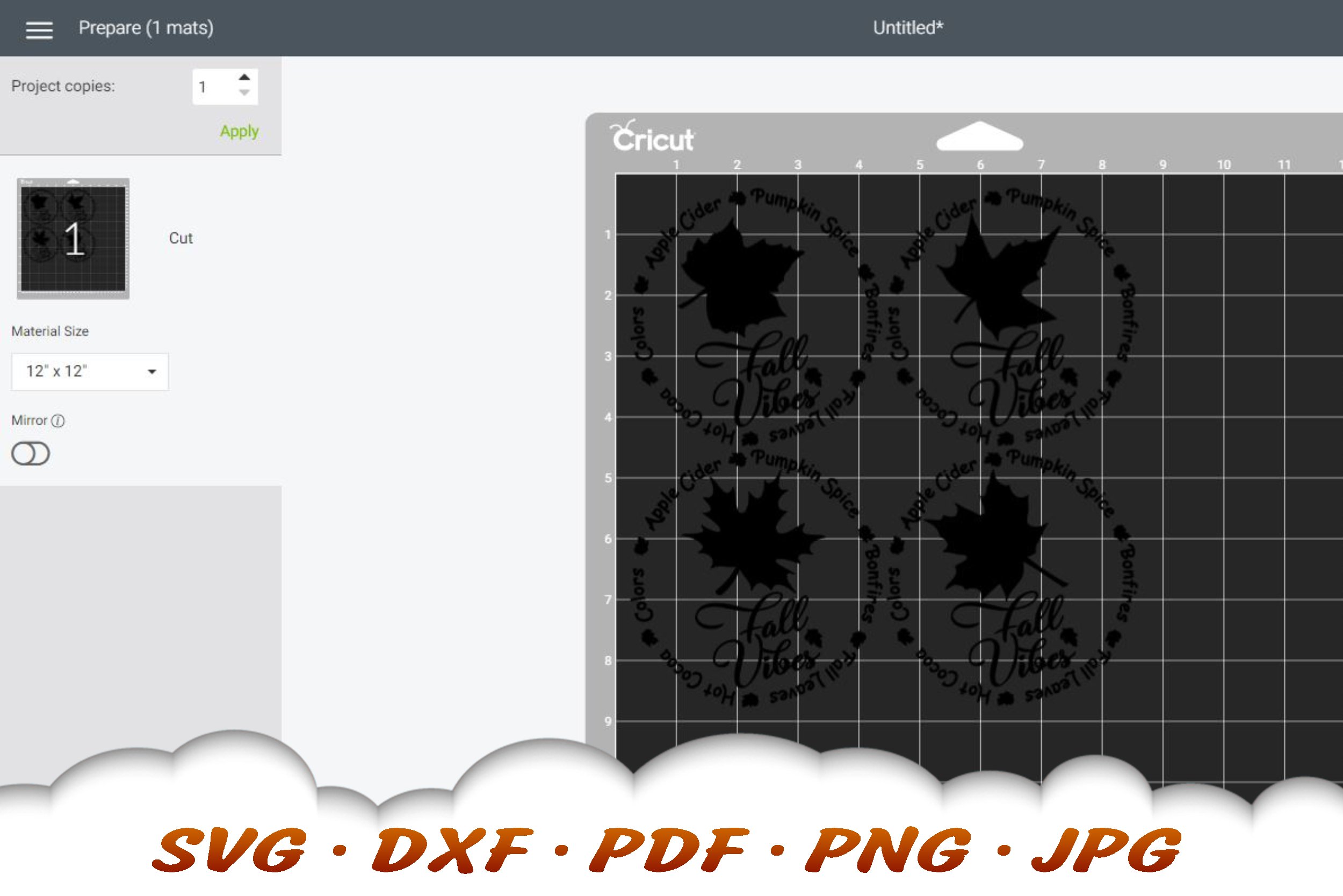 Fall Vibes Leaf Rounds SVG Bundle DXF Cut Files (888841) | Cut Files ...