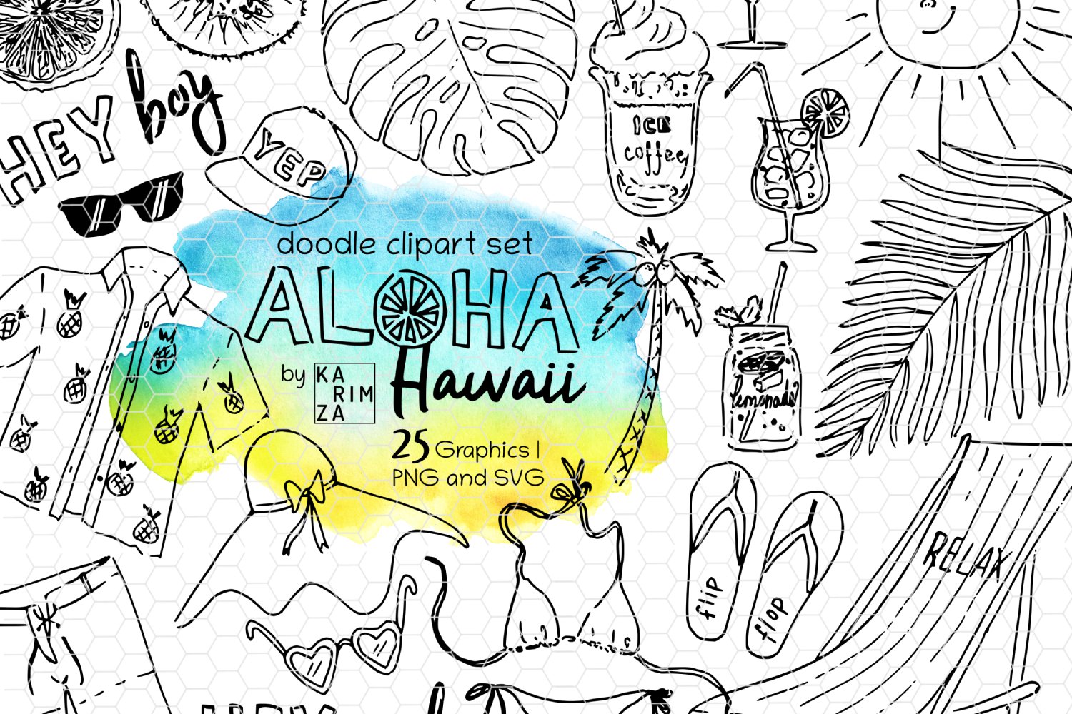 Hawaiian Luau Clip Art Black And White