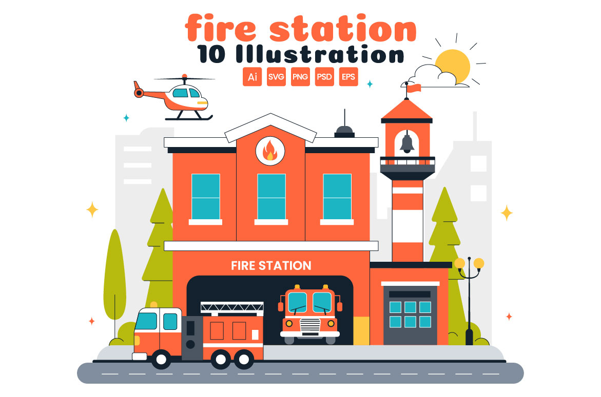 Drawings Fire Station Buildings And Architecture Printable Coloring