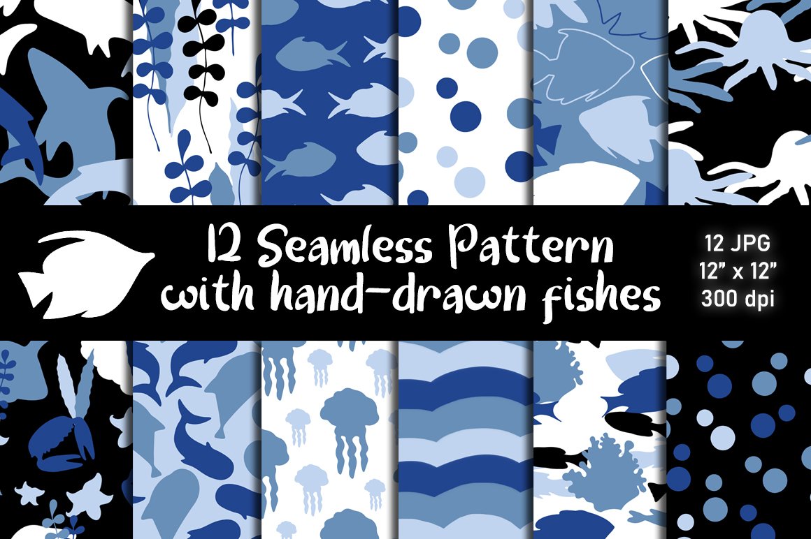 12 Fish Seamless Pattern. Underwater Patterns. (1902746) | Patterns ...