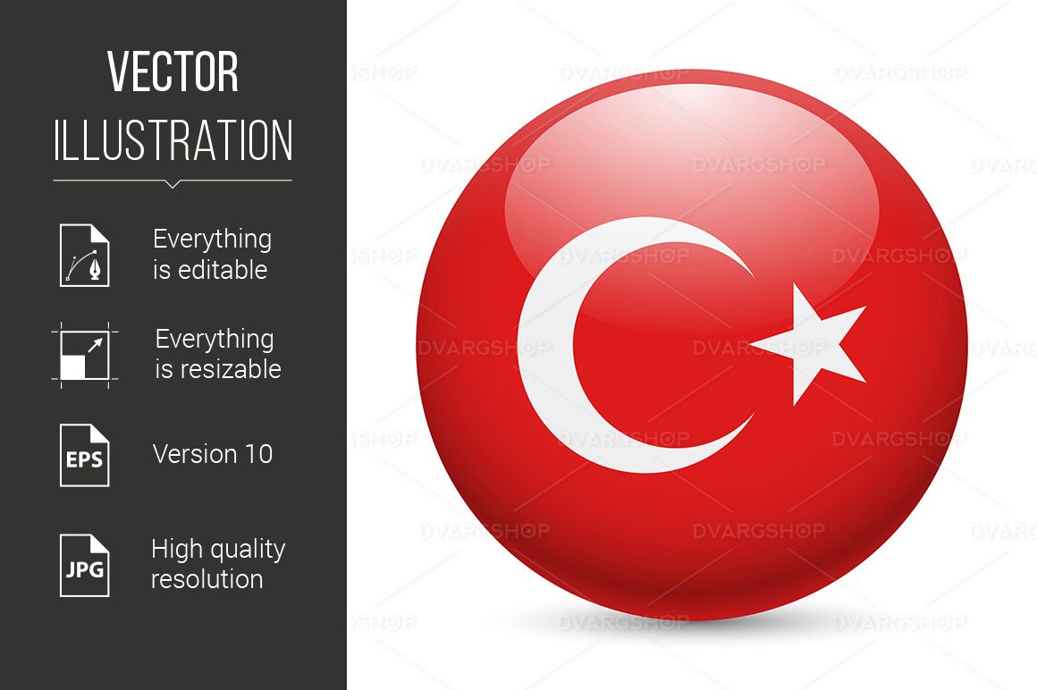 Round glossy icon of Turkey (1826413) | Vectors | Design Bundles