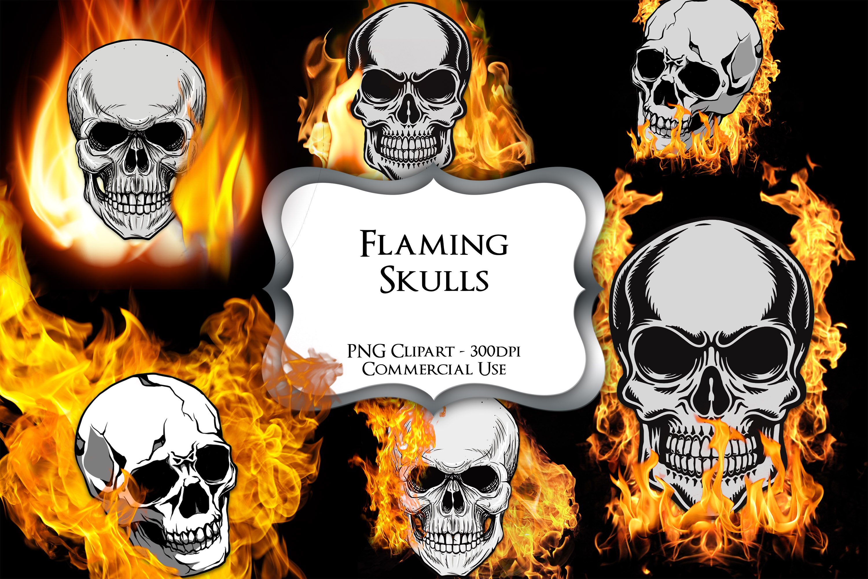 Cool Skulls On Fire Drawings