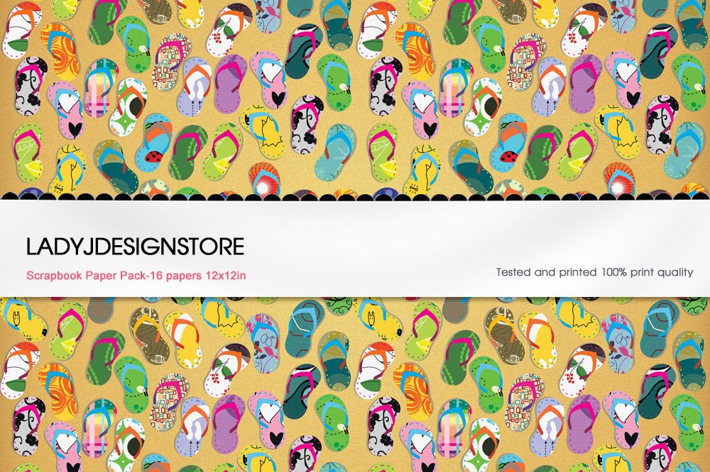 Beach Send Filp Flop digital paper