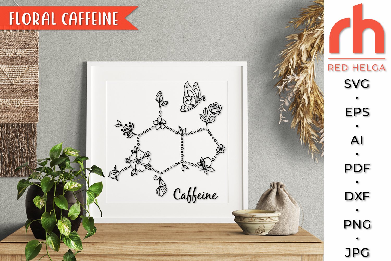 Clip Art & Image Files Craft Supplies & Tools dxf png Caffeine Molecule ...