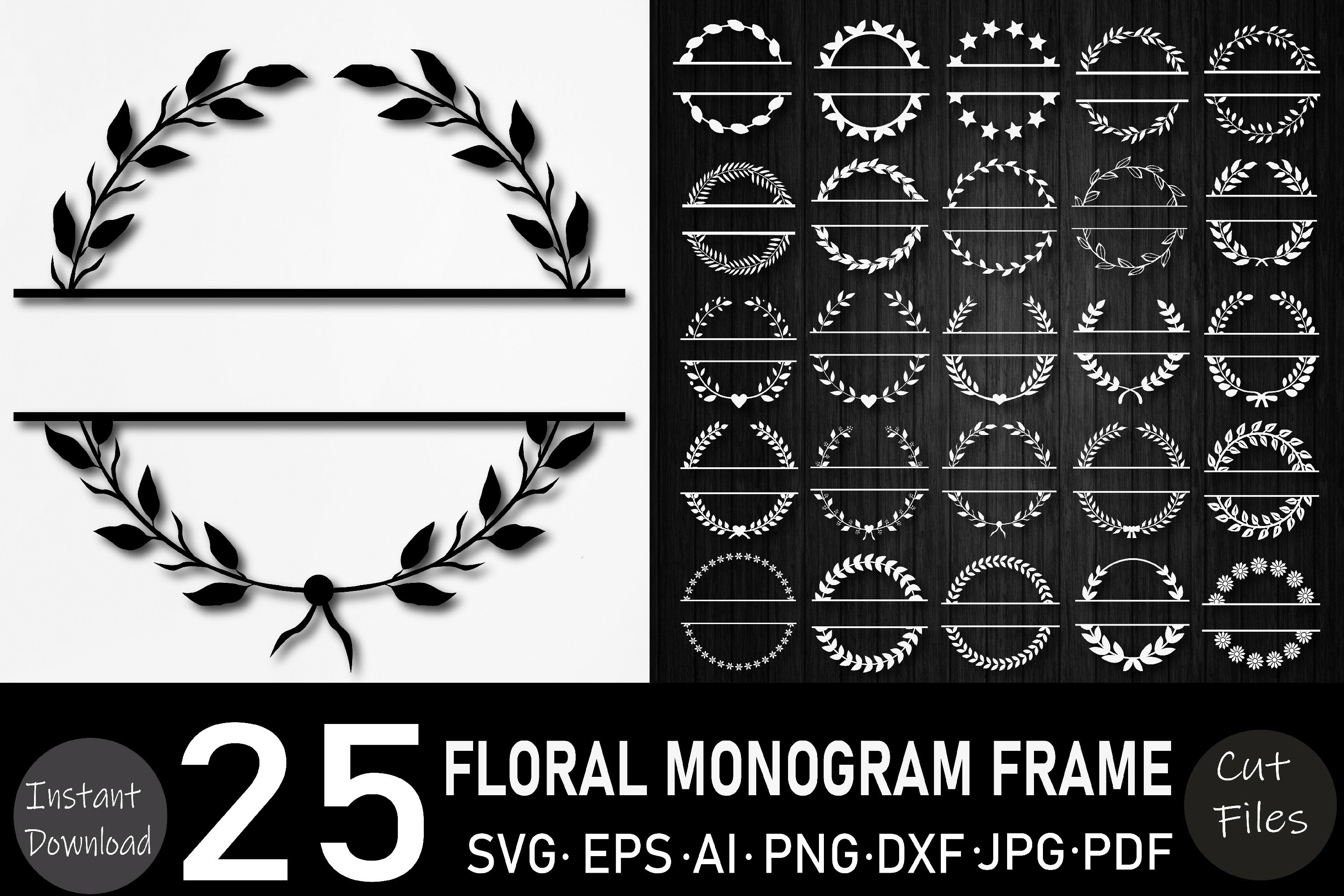 Flower Monogram Frames SVG