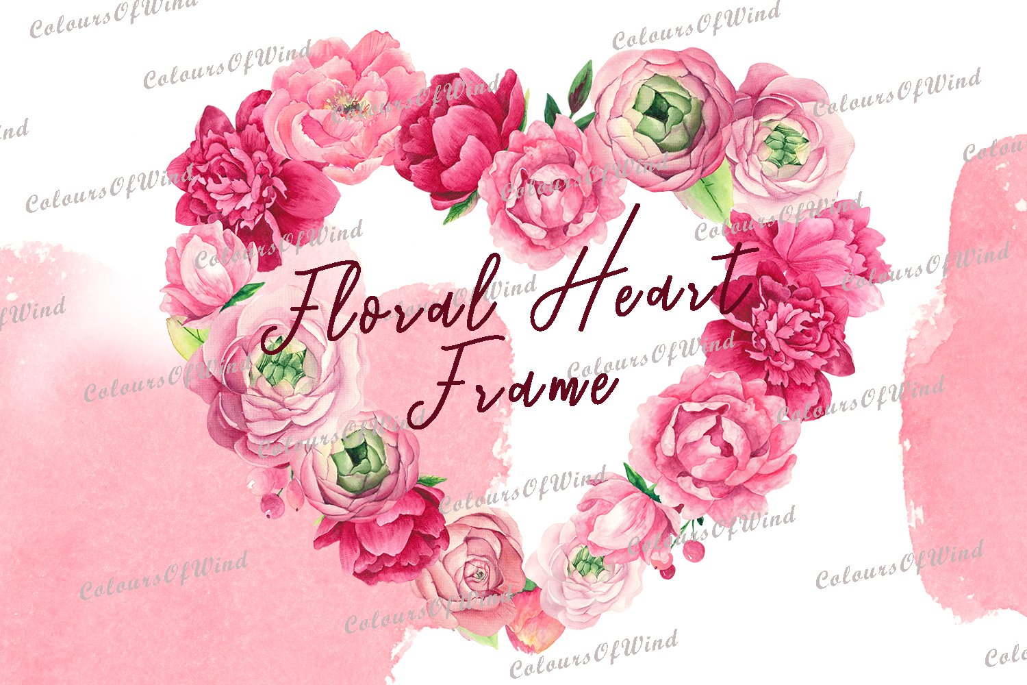 Pink Roses Heart Frame
