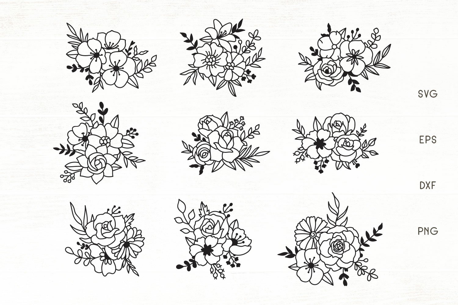 Flowers SVG Set of 9 - Flower Ornaments SVG (1449003) | Elements ...