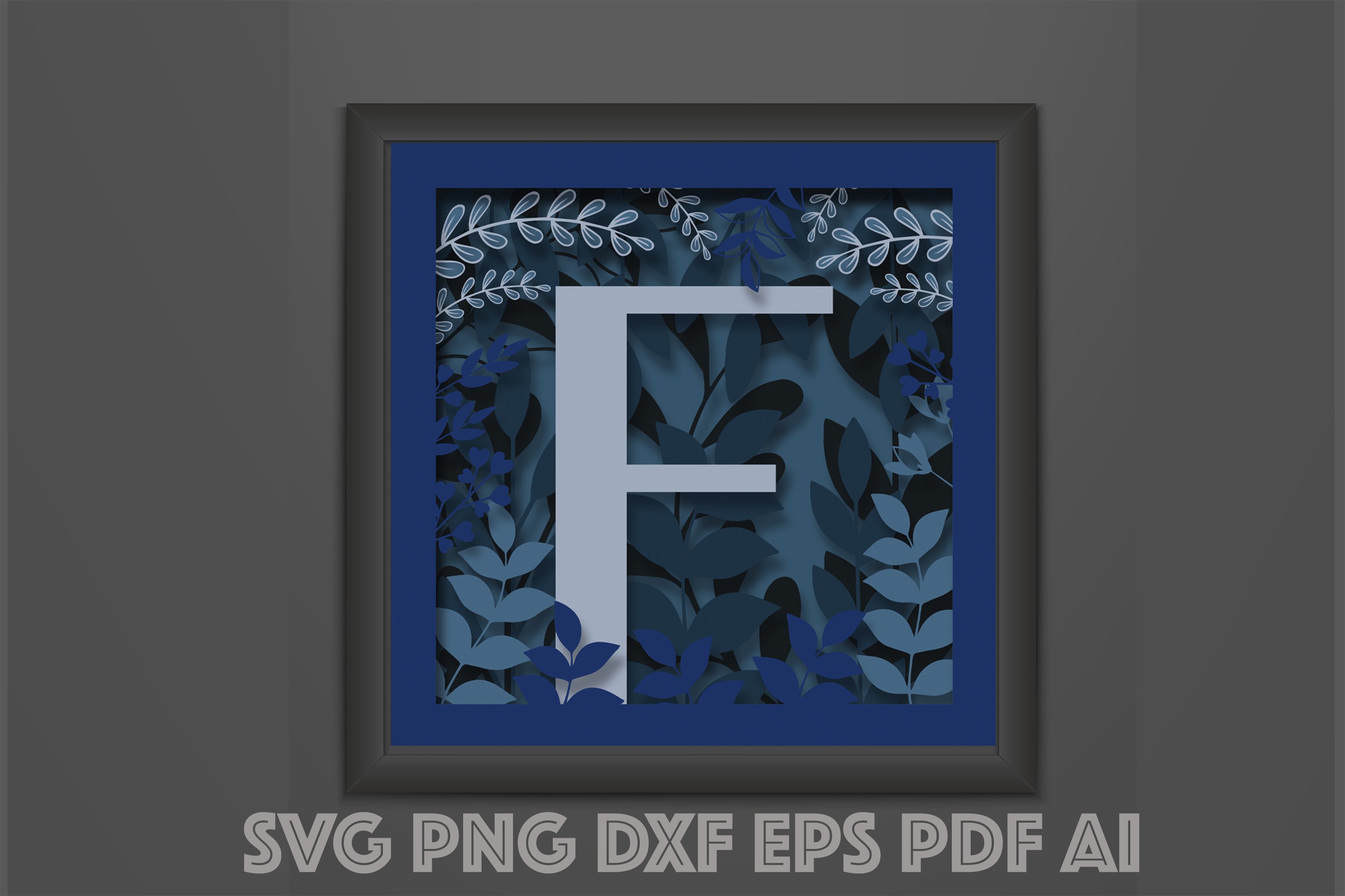 Shadow Box Letter F, Alphabet letter template, paper cut svg