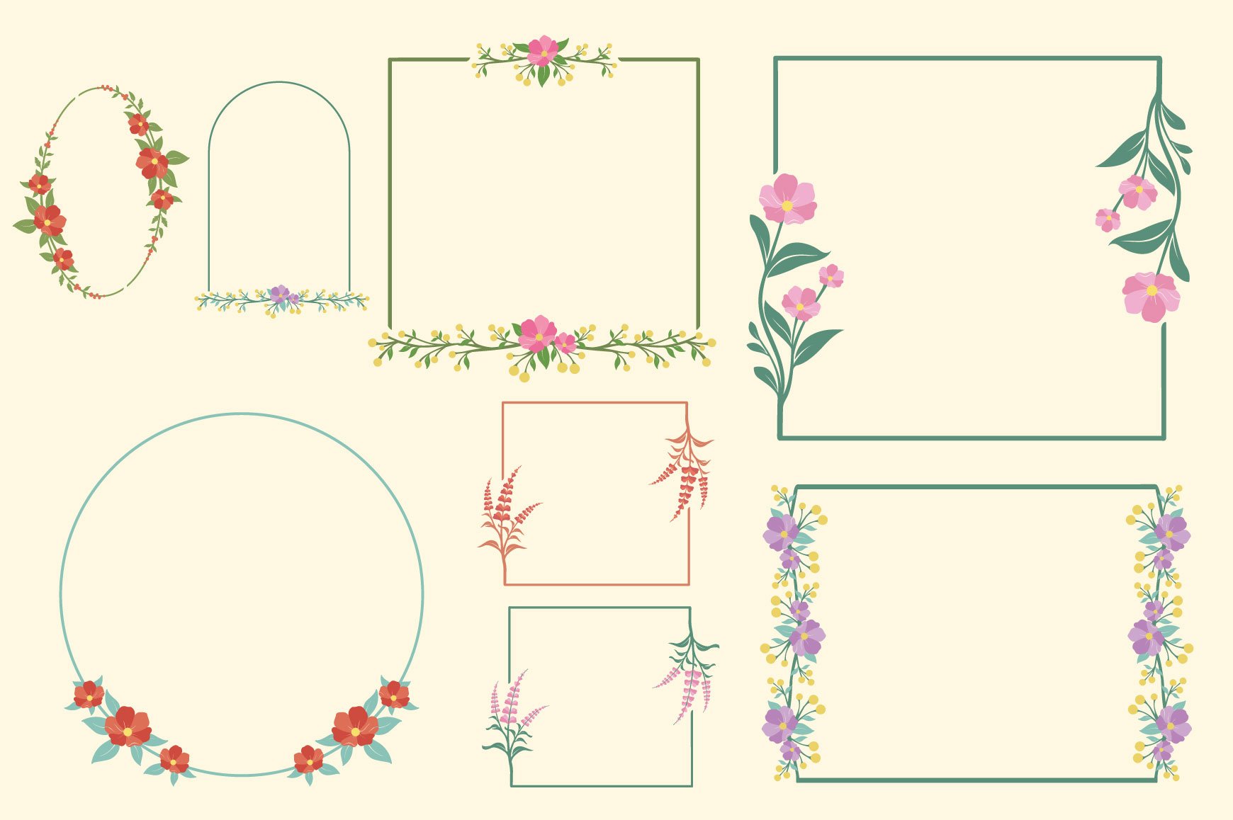 Pink Flower Frame Vector