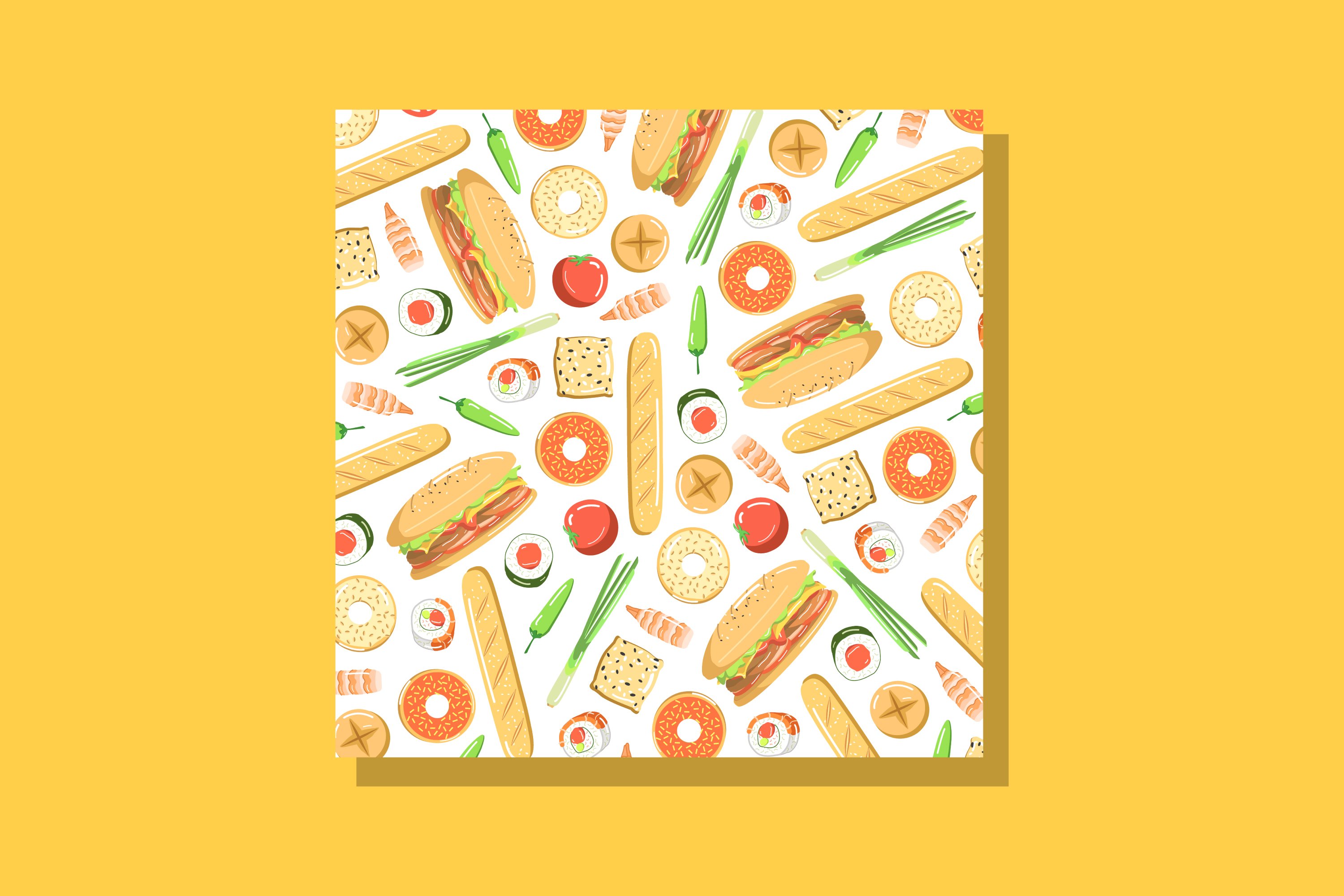 Food Illustration Pattern (2215806) | Patterns | Design Bundles