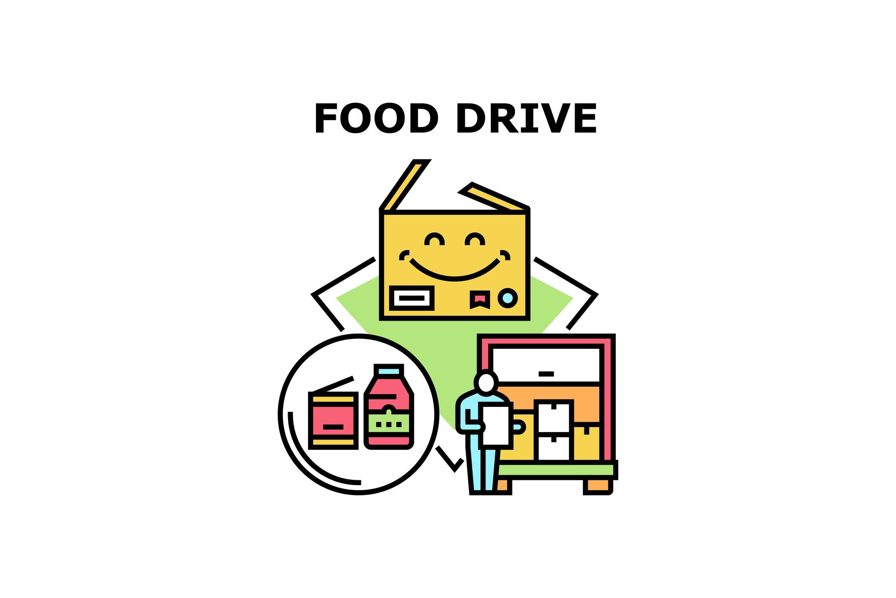 Food drive icons vector illustrations (1789995) | Icons | Design Bundles