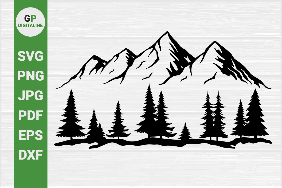 Stencils Printing & Printmaking Png Dxf Mountains svg Forest and ...