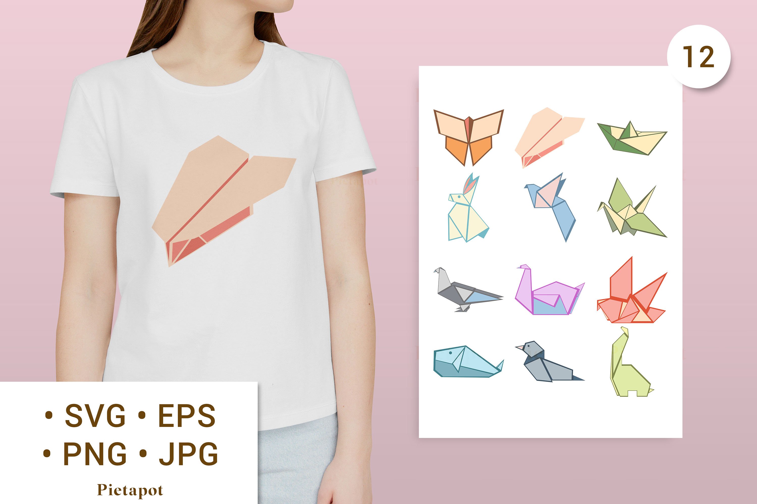 Origami Paper Character Clipart Set of 12 (1667640)