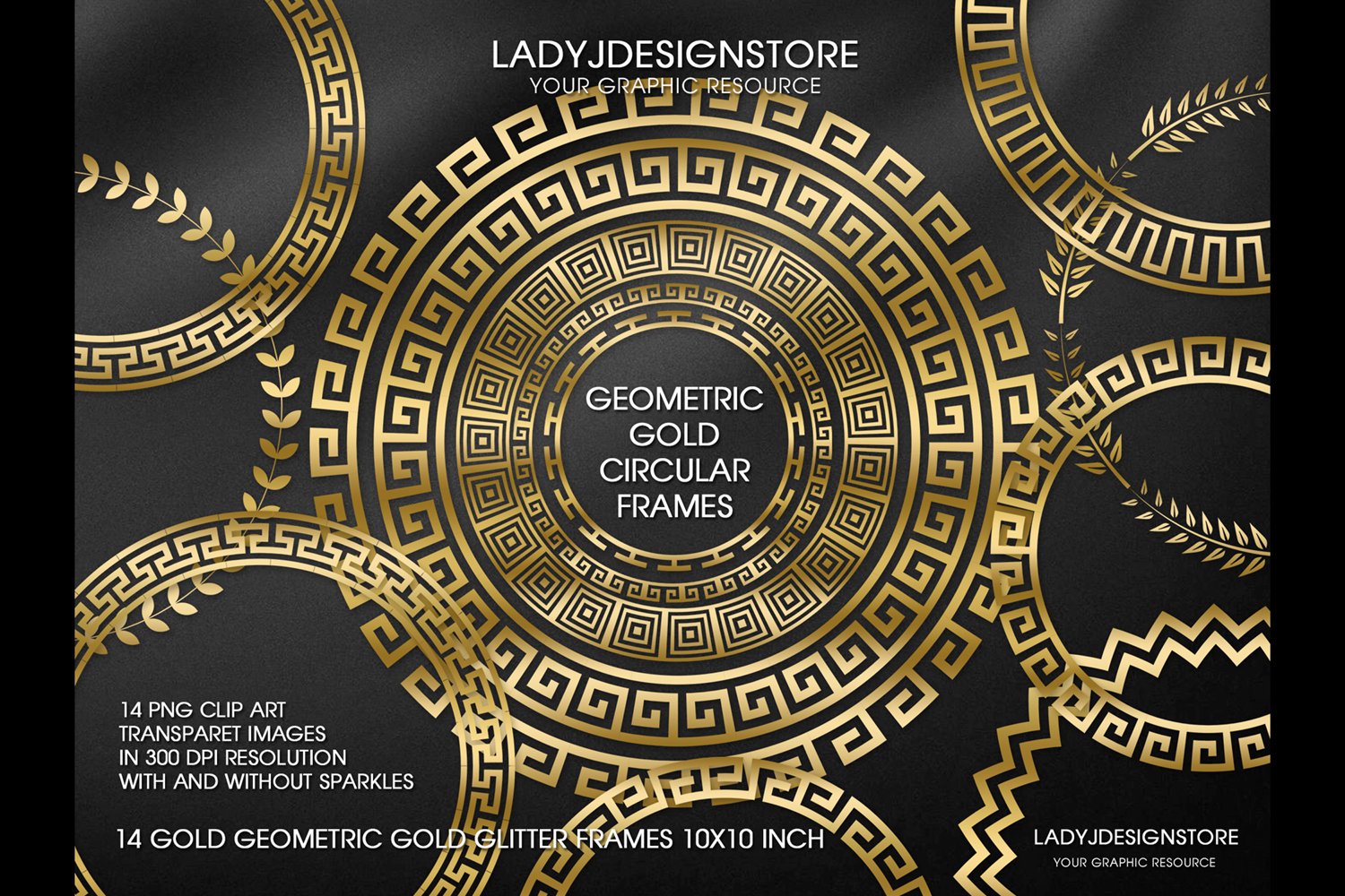Gold Clip Art Frame, Gold Circle Clip Art, Canva frames
