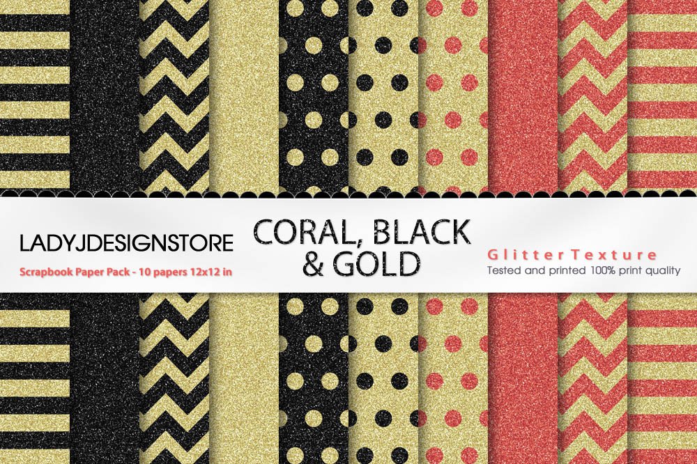 Gold Glitter Chevron Print