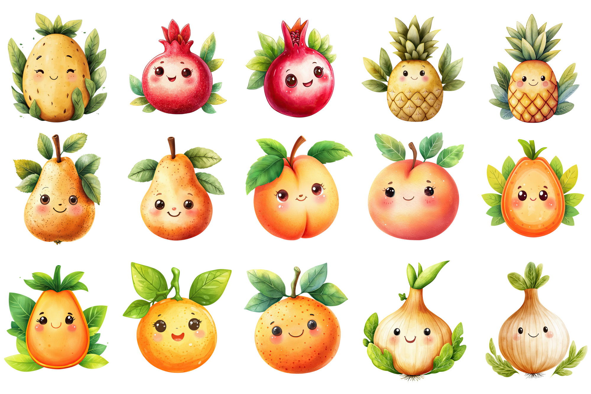Cute Fruit Clipart Kawaii Vegetables Vegetable Clip Art Etsy Kawaii