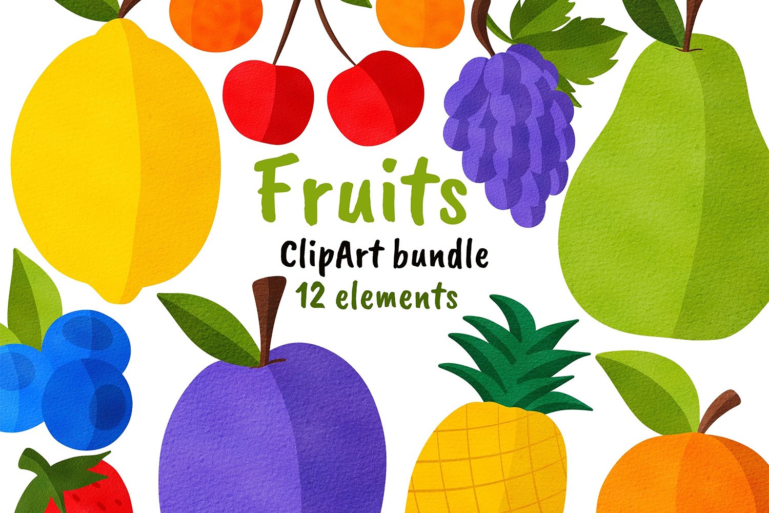 Fruit Clipart Bundle, Summer clipart (1395767) | Clipart | Design Bundles