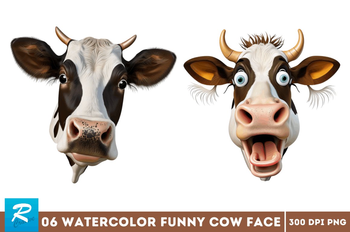 Cartoon Cow Head Funny