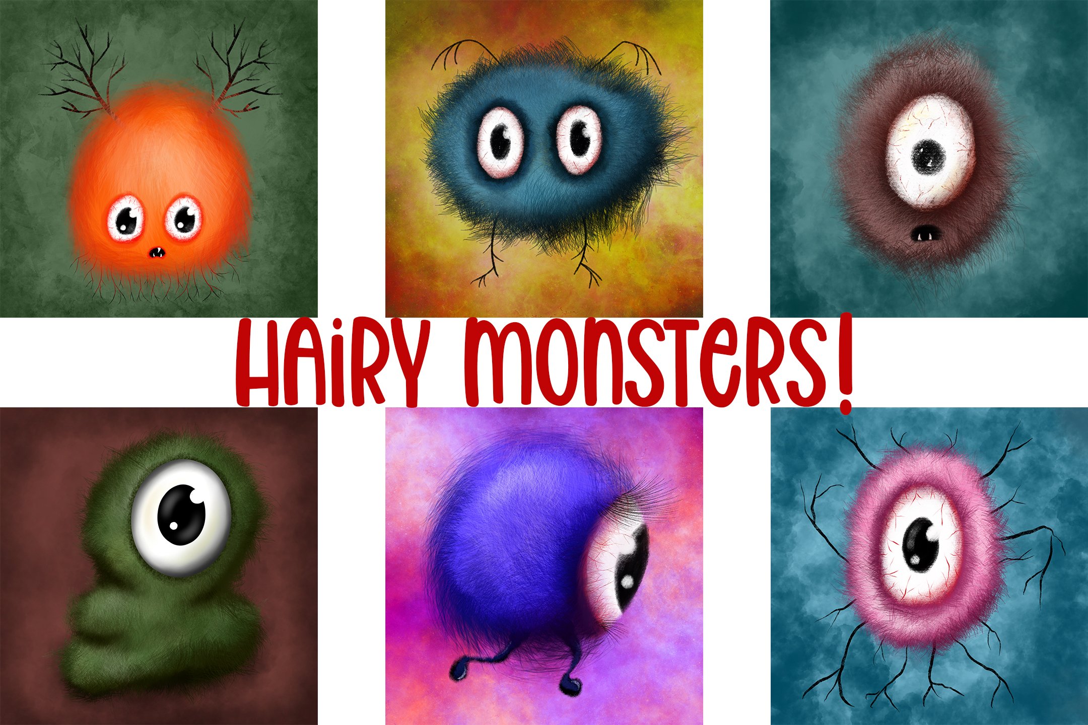 Cute Cartoon Monsters Fuzzy