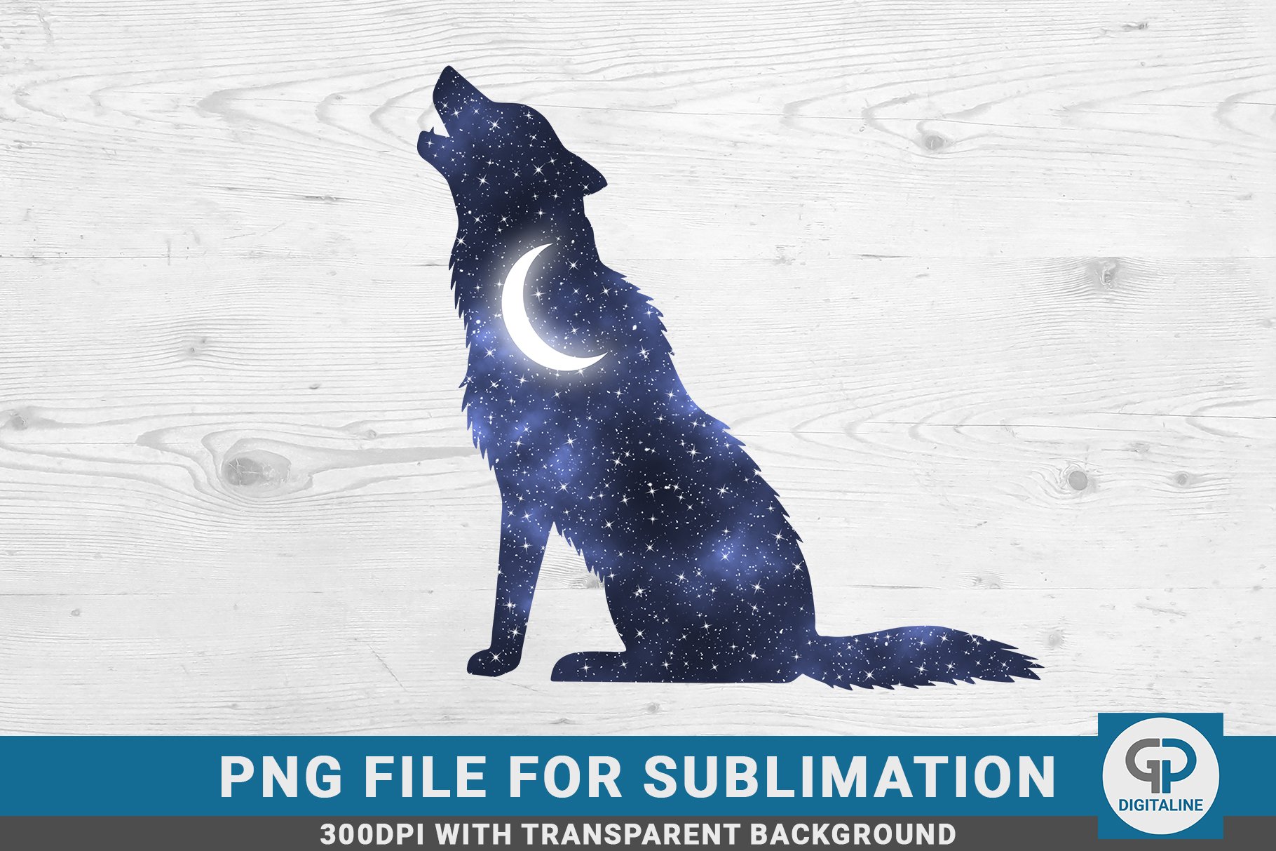 Wolf Silhouette Transparent Background Galaxy PNG SUBLIMATION Design,