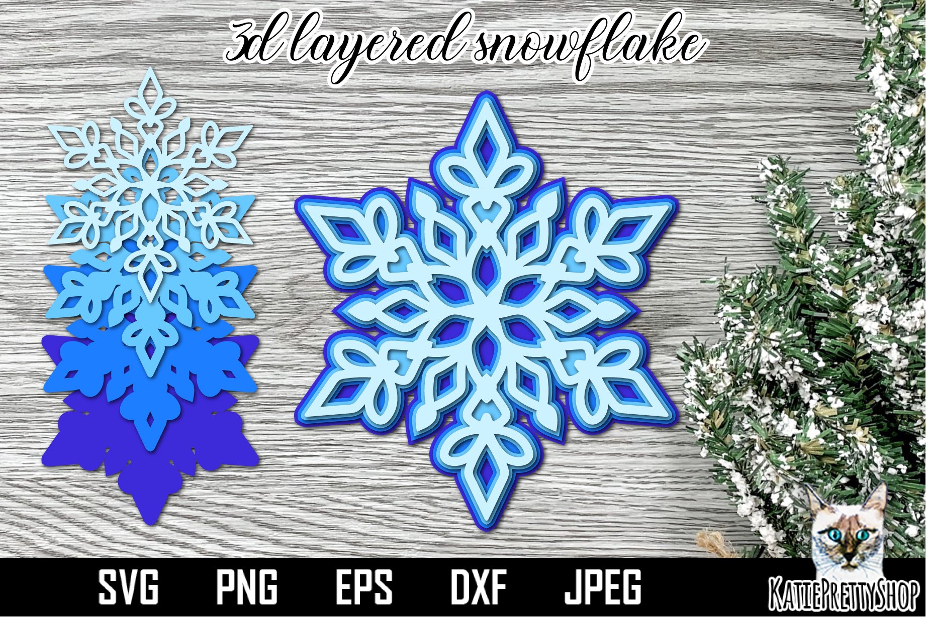 Simple Snowflake paper cut. 3d layered snowflake cut file. (2082077 ...