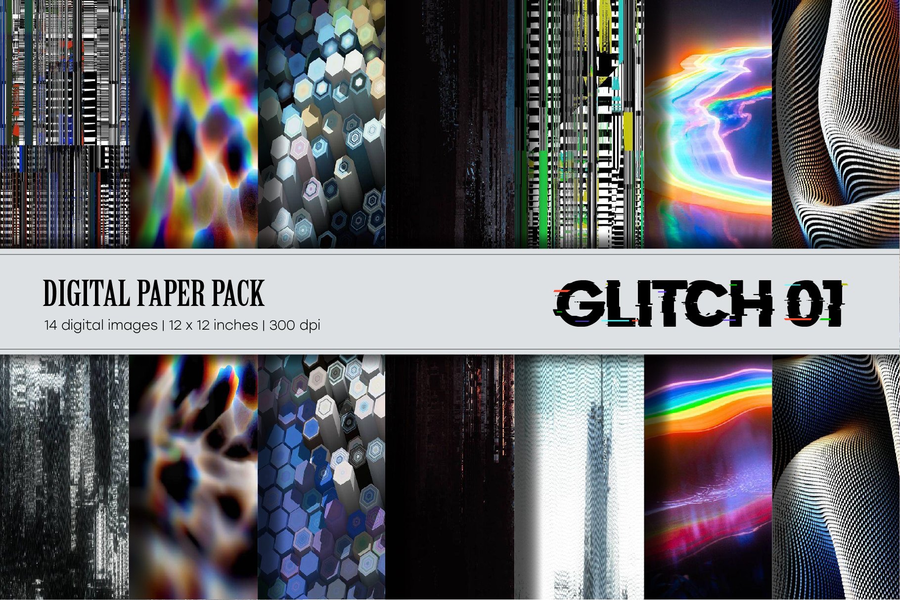 Glitch Psychedelic Digital Paper (1293084) | Textures | Design Bundles