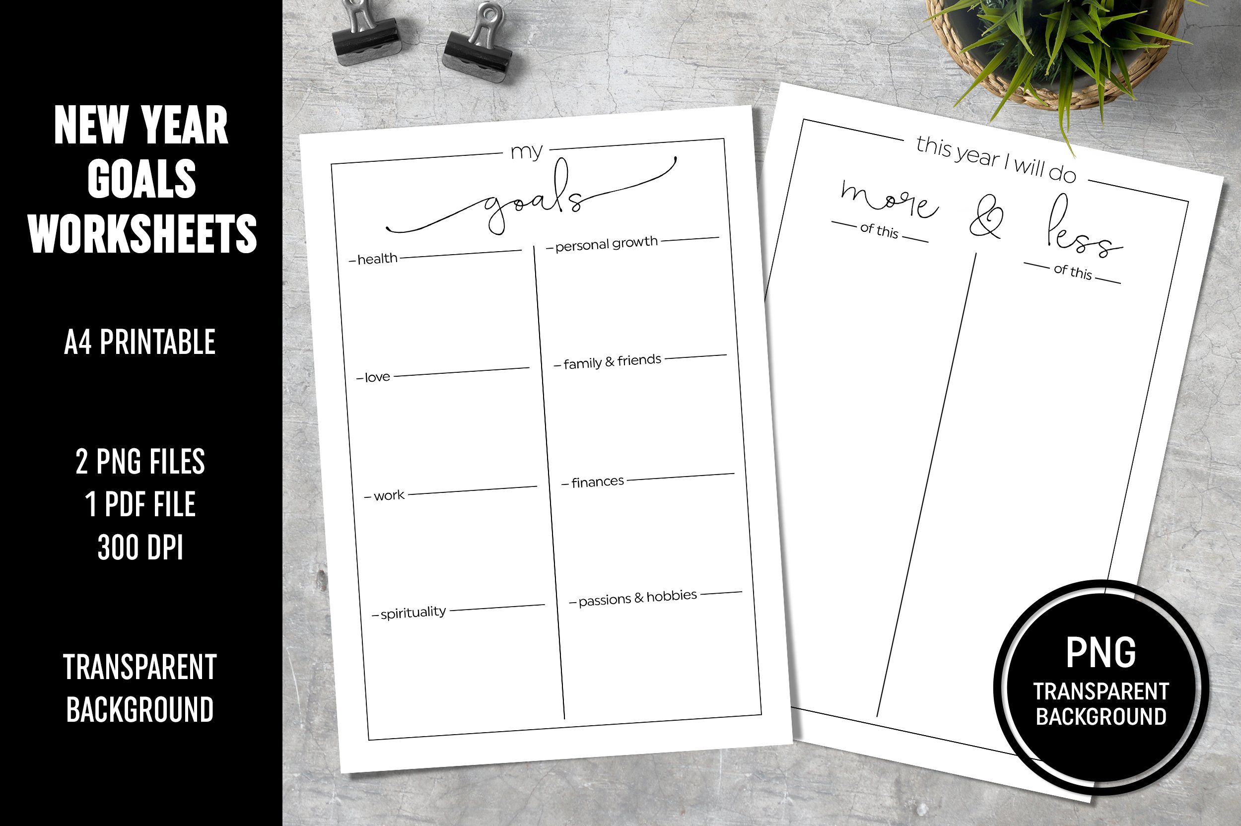 New Year Goals Worksheets (1752303) | Templates | Design Bundles