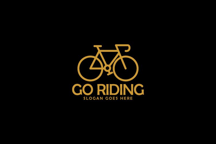 Gold riding bicycle logo design template (1742148) | Logos | Design Bundles