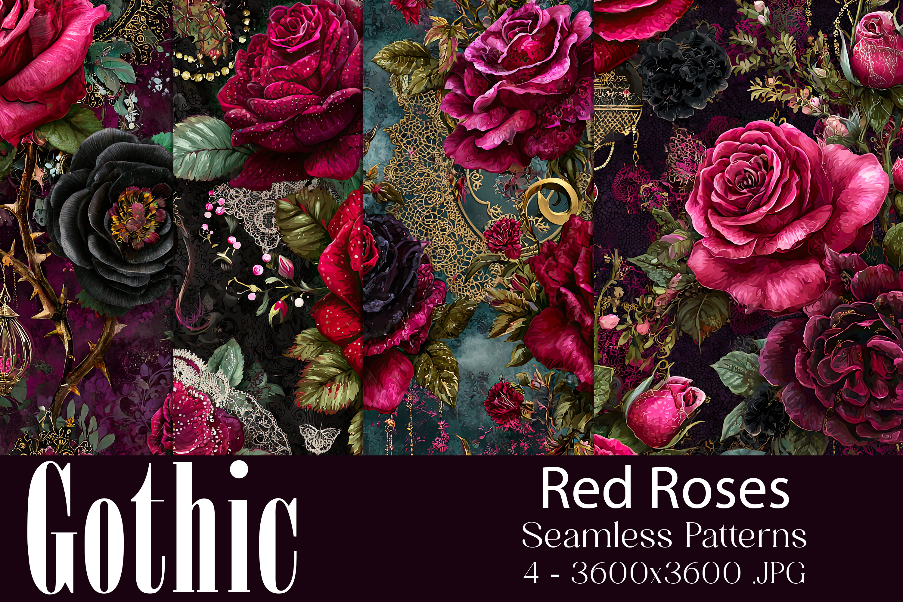Gothic Rose 3 Red 3 Gothic Moon & Red Rose Vine Backgrounds By Bamalam