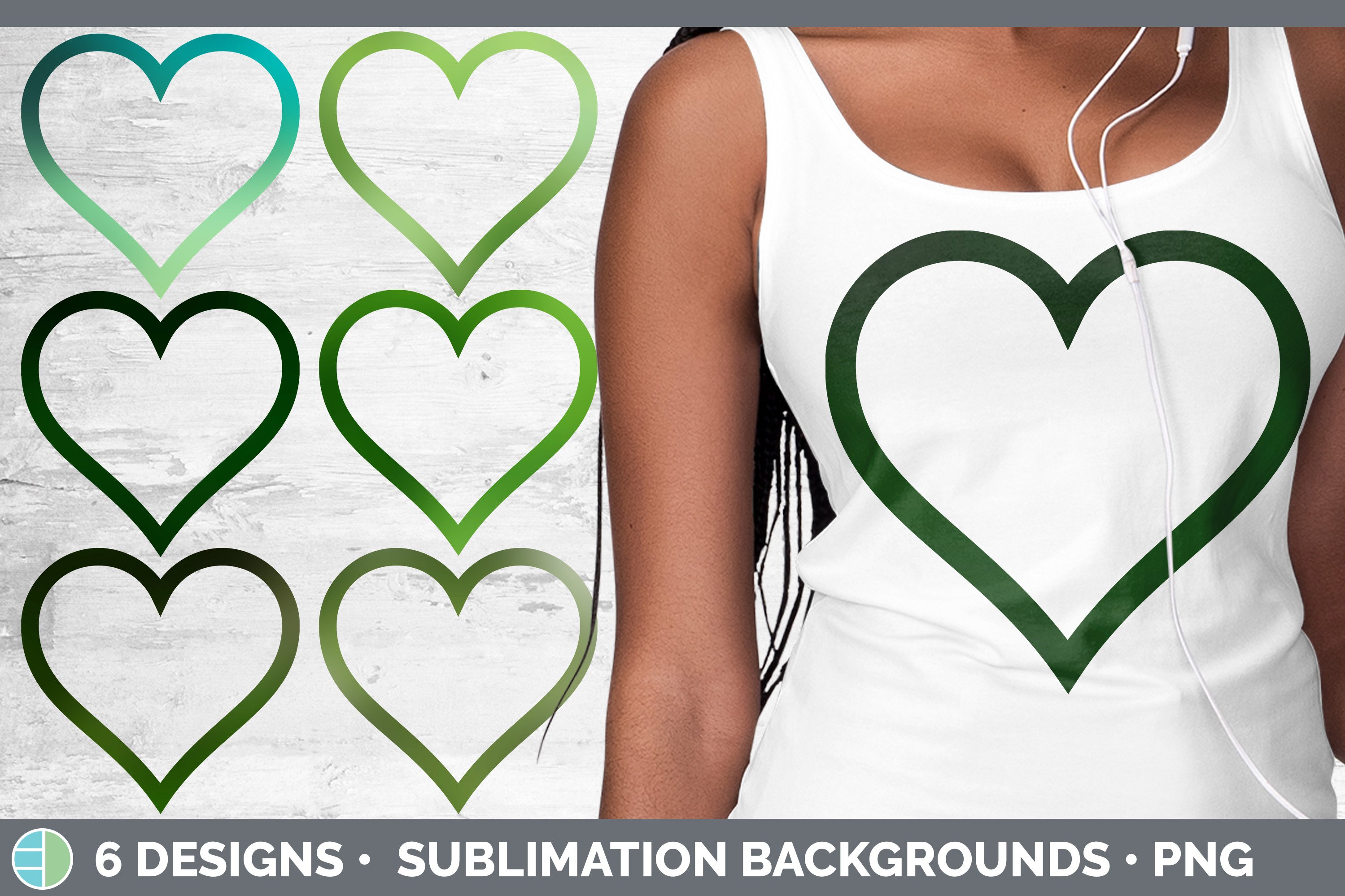 Green Ombre Heart Frame Clipart