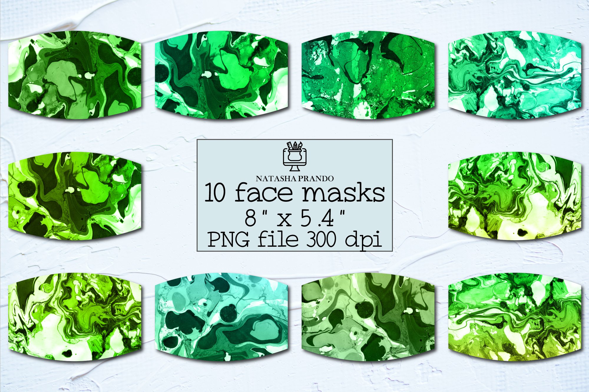 Green Watercolor Marble Texture Face Mask (1380578) | Sublimation ...