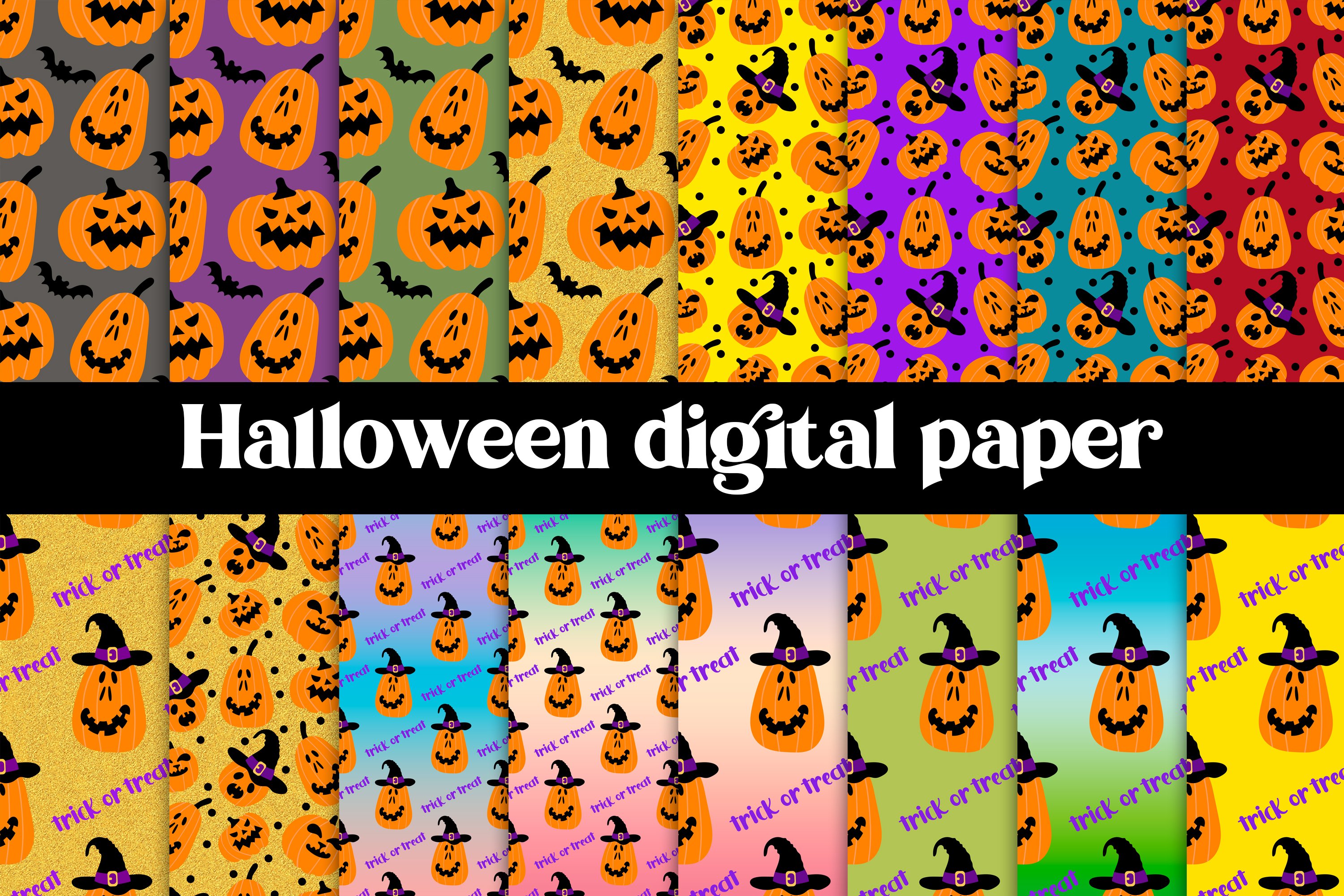 Halloween digital paper | Pumpkin digital paper