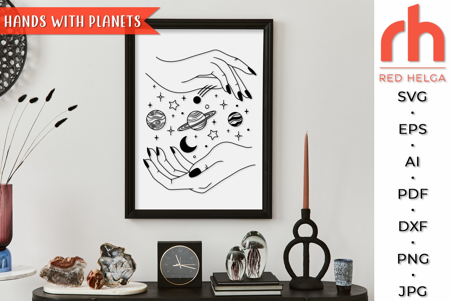 Hand with Planets SVG - Solar System Cut File