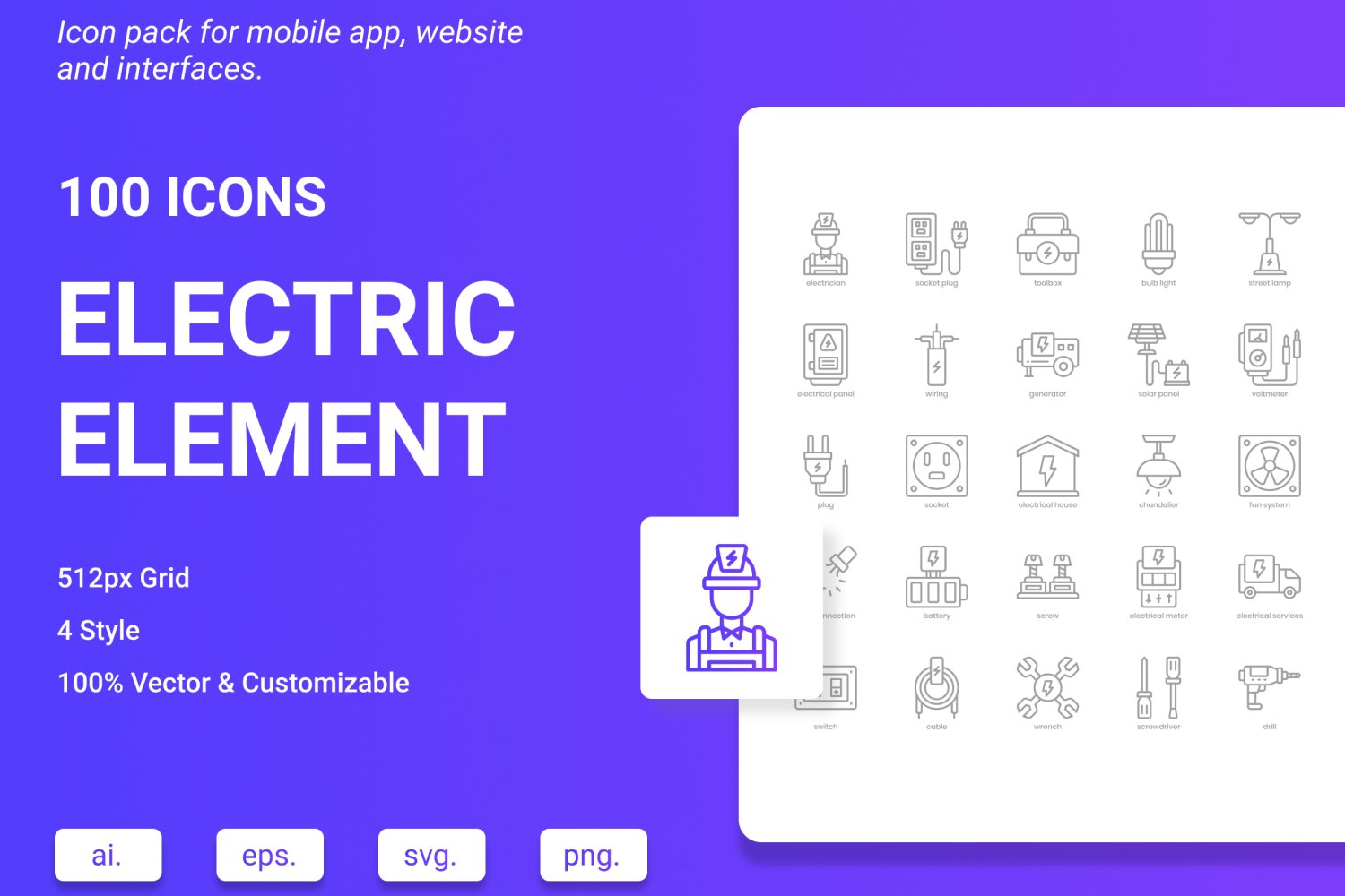 Electric Element Icon Pack (1843349) | Icons | Design Bundles