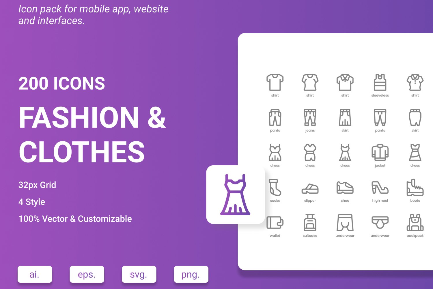Fashion and Clothes Icon Pack (1842338) | Icons | Design Bundles