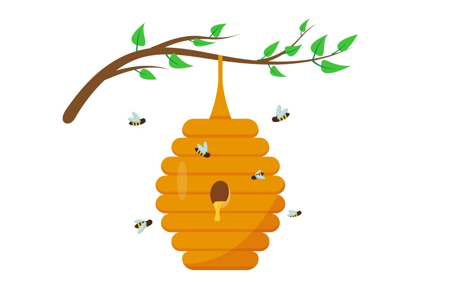 Cartoon Bee Hive In A Tree