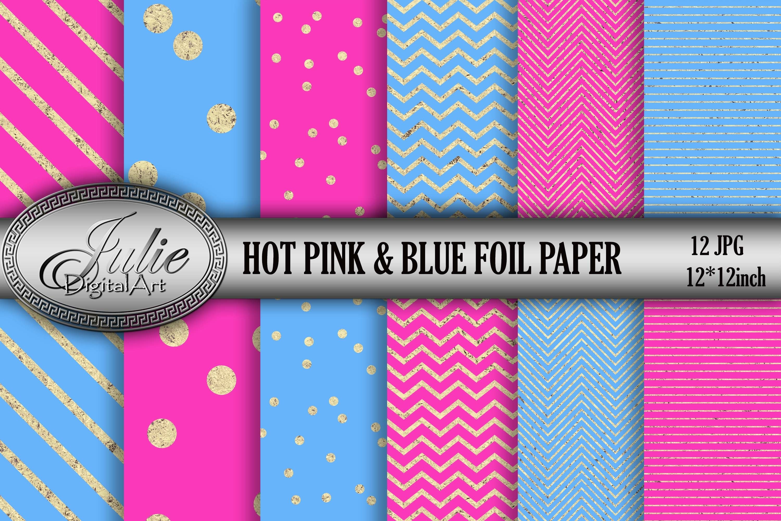 Hot Pink And Gold Chevron