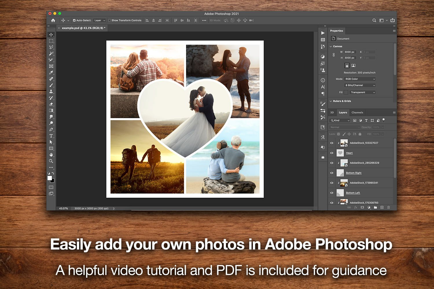 Heart Collage Template For Photoshop And Indesign Design